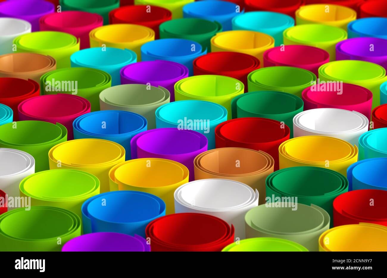 Colorful paper rolls background. 3D Rendering Stock Photo - Alamy
