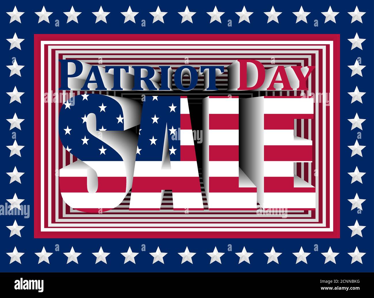 Vector illustration for advertising campaign on US Patriot Day. 3D box ...