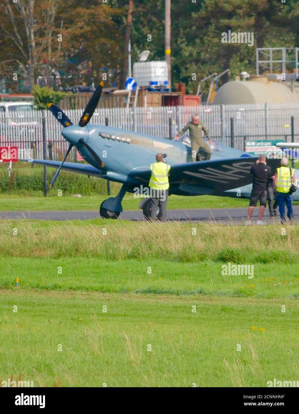 The nhs spitfire lands in newtownards hi-res stock photography and ...