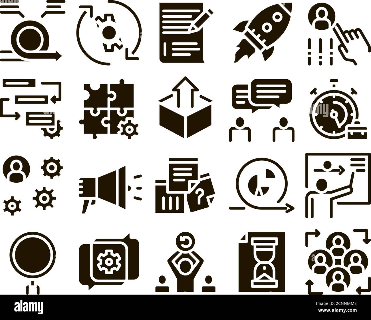 Scrum Agile Collection Elements Vector Icons Set Stock Vector Image ...