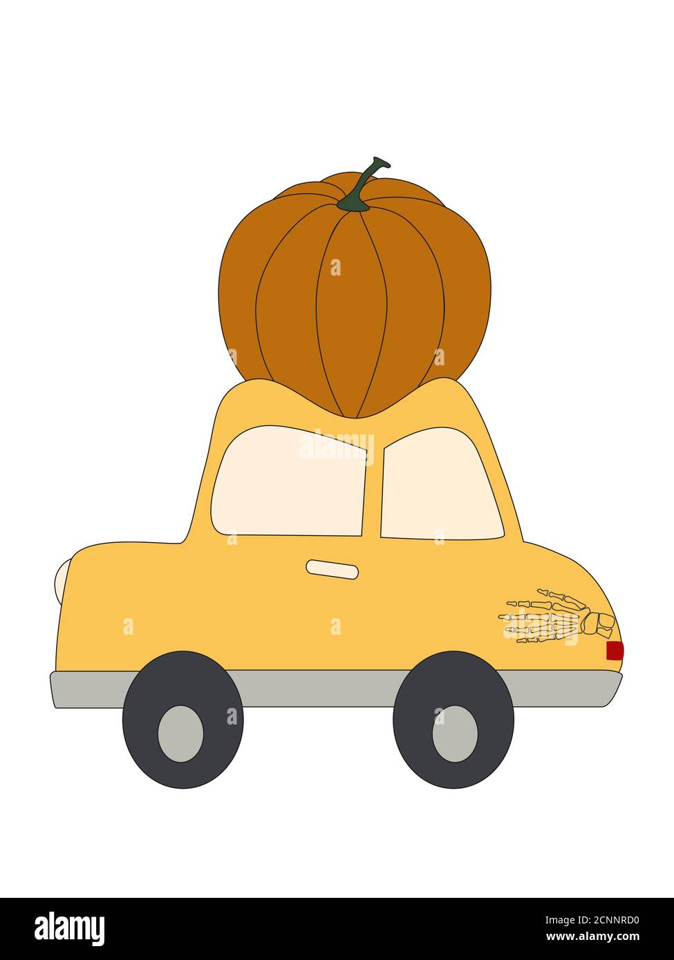 Halloween vector illustration pumpkin on the car on white background ...