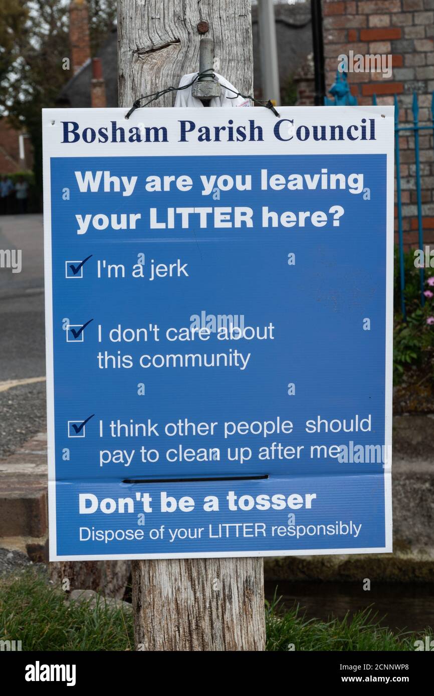 Sign asking Why are you leaving your litter here? with three answers ...