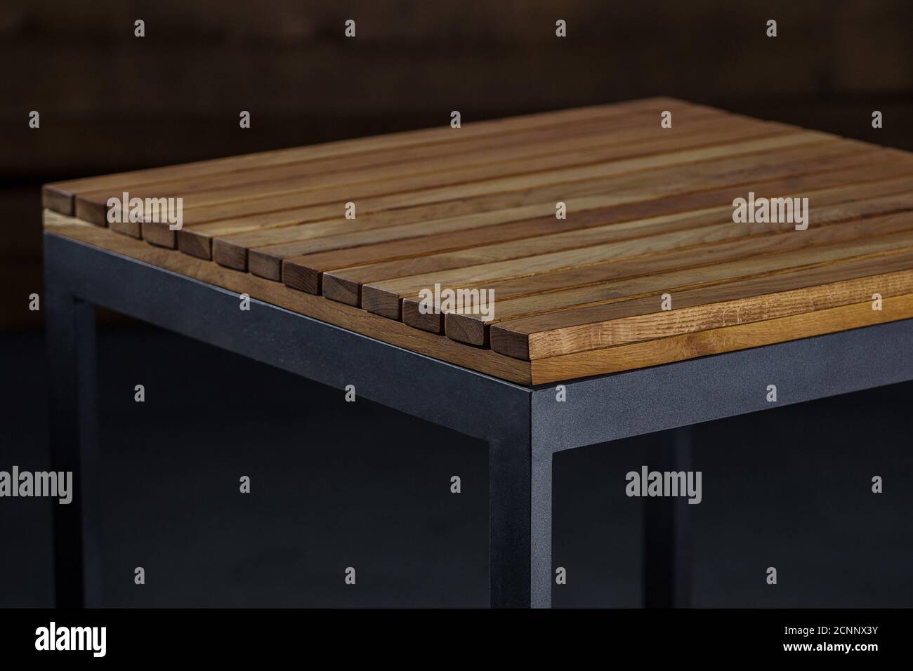 Wooden coffee table with metals legs in the carpenter's workshop Stock ...