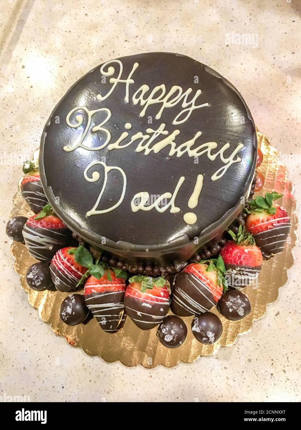 Beautifully decorated chocolate cake to celebrate dad's birthday Stock ...