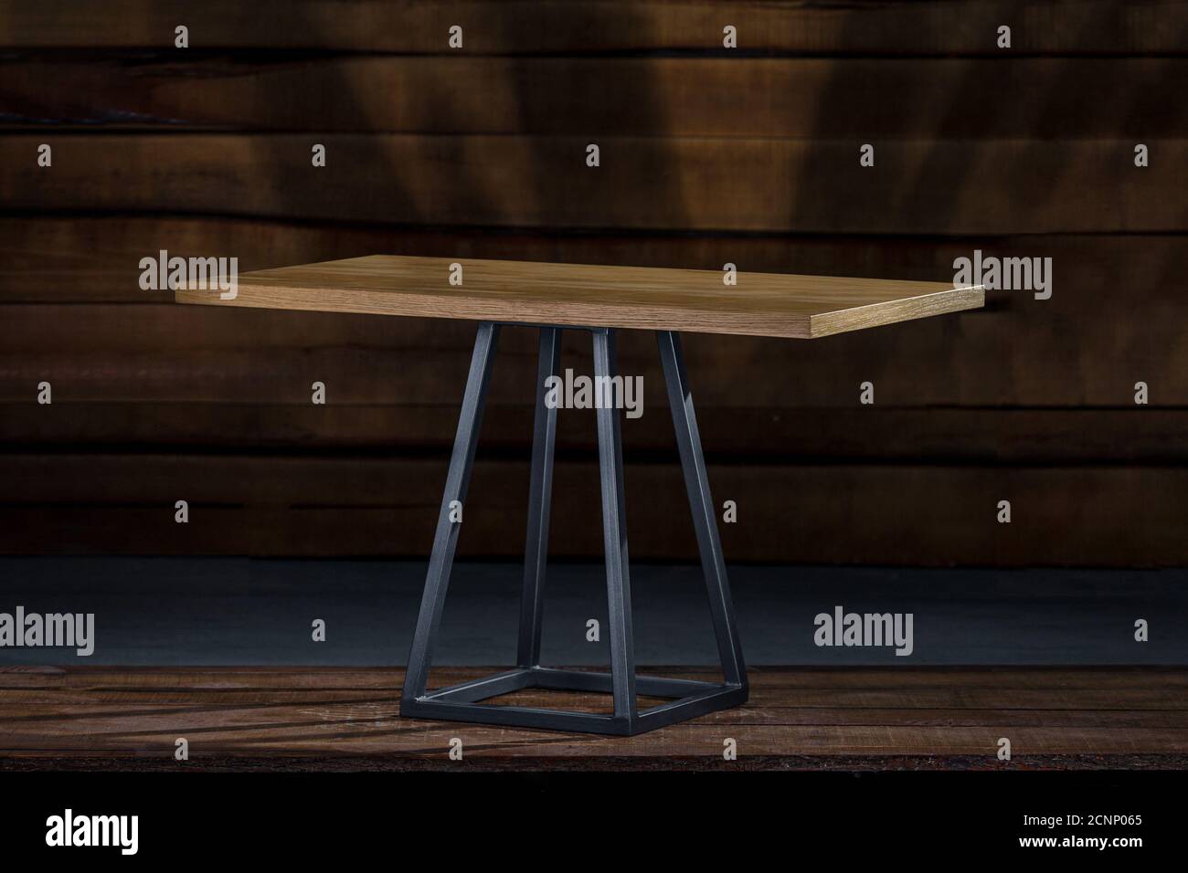 Wooden coffee table with metals legs in the carpenter's workshop Stock ...