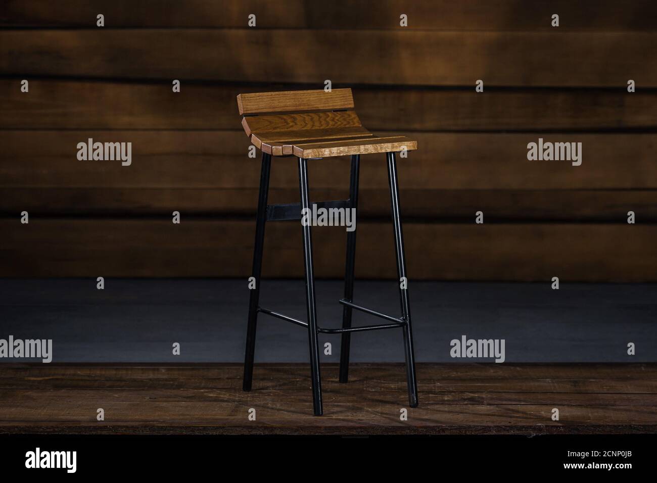 Wooden stool with metals legs in the carpenter's workshop Stock Photo ...