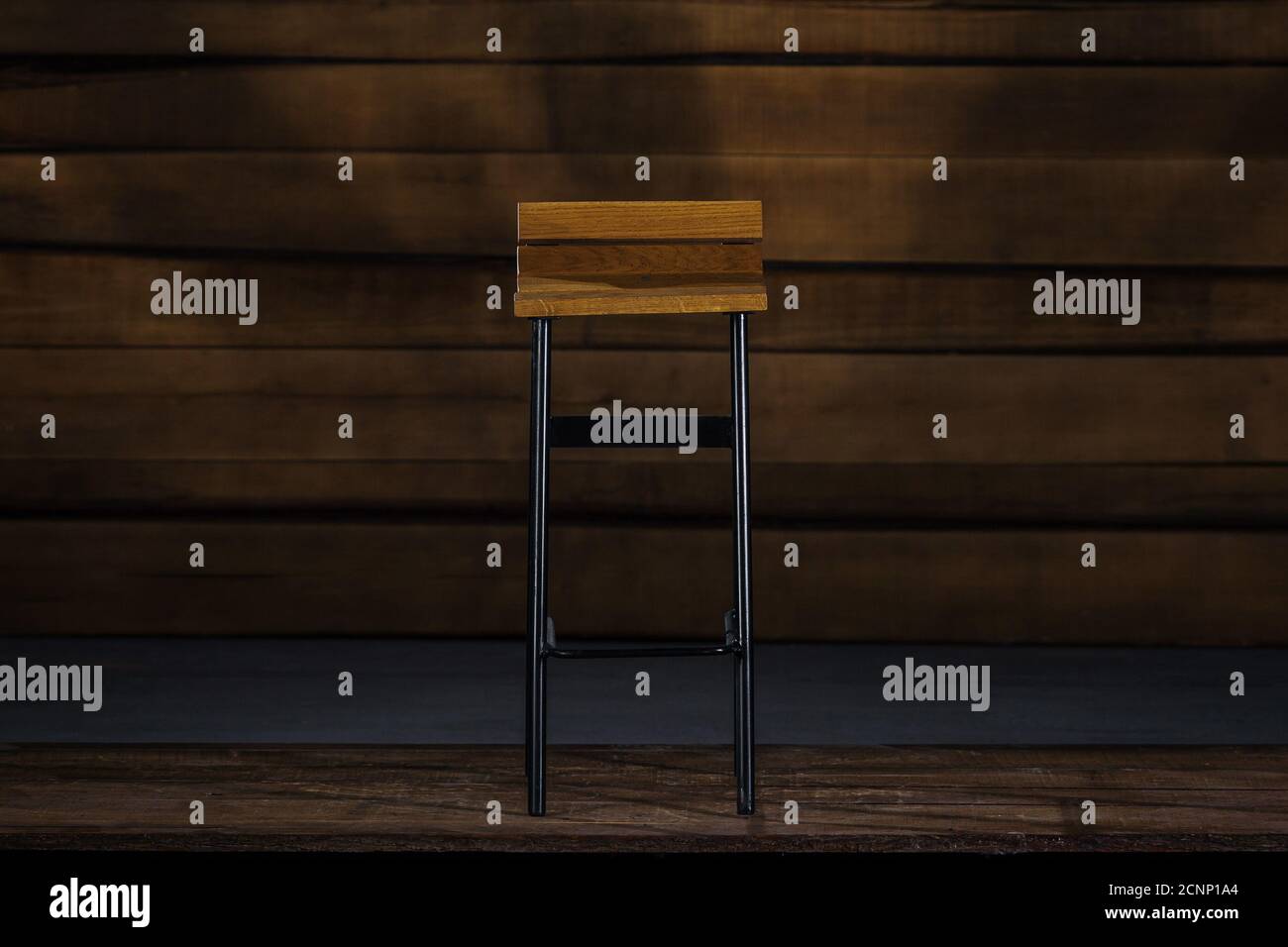 Wooden stool with metals legs in the carpenter's workshop Stock Photo ...
