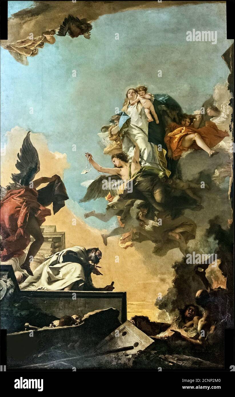 Our Lady of Carmel giving the scapular to Saint Simon Stock, 1749 ...