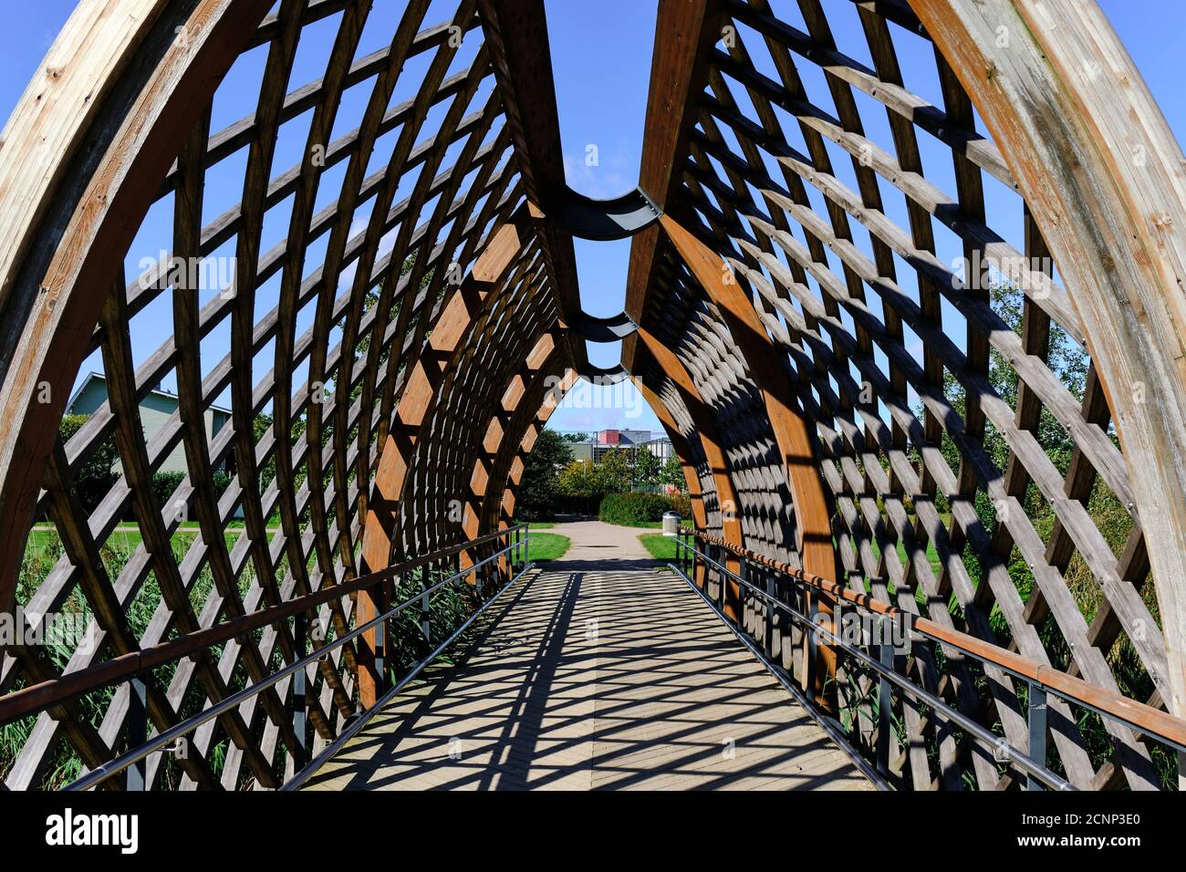 Modern wooden pedestrian bridge in Helsinki, Finland Stock Photo - Alamy