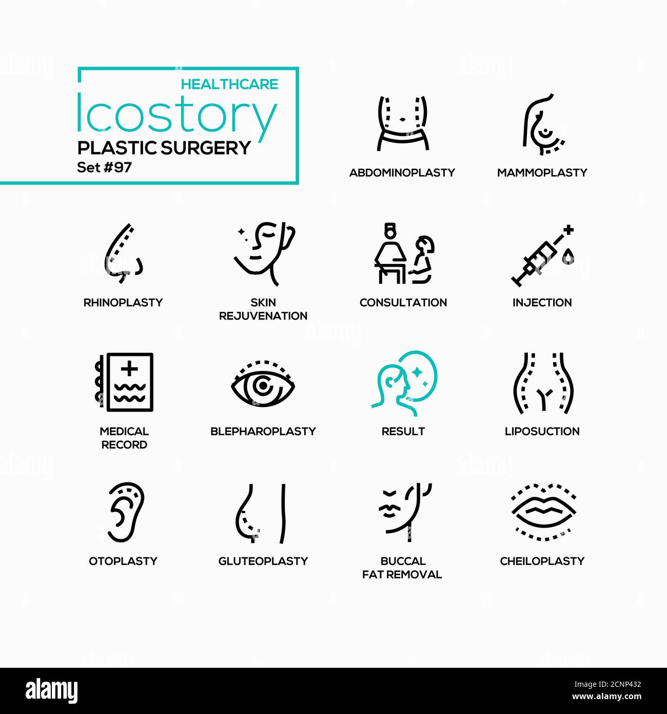 Plastic surgery - vector line design style icons set Stock Vector Image ...