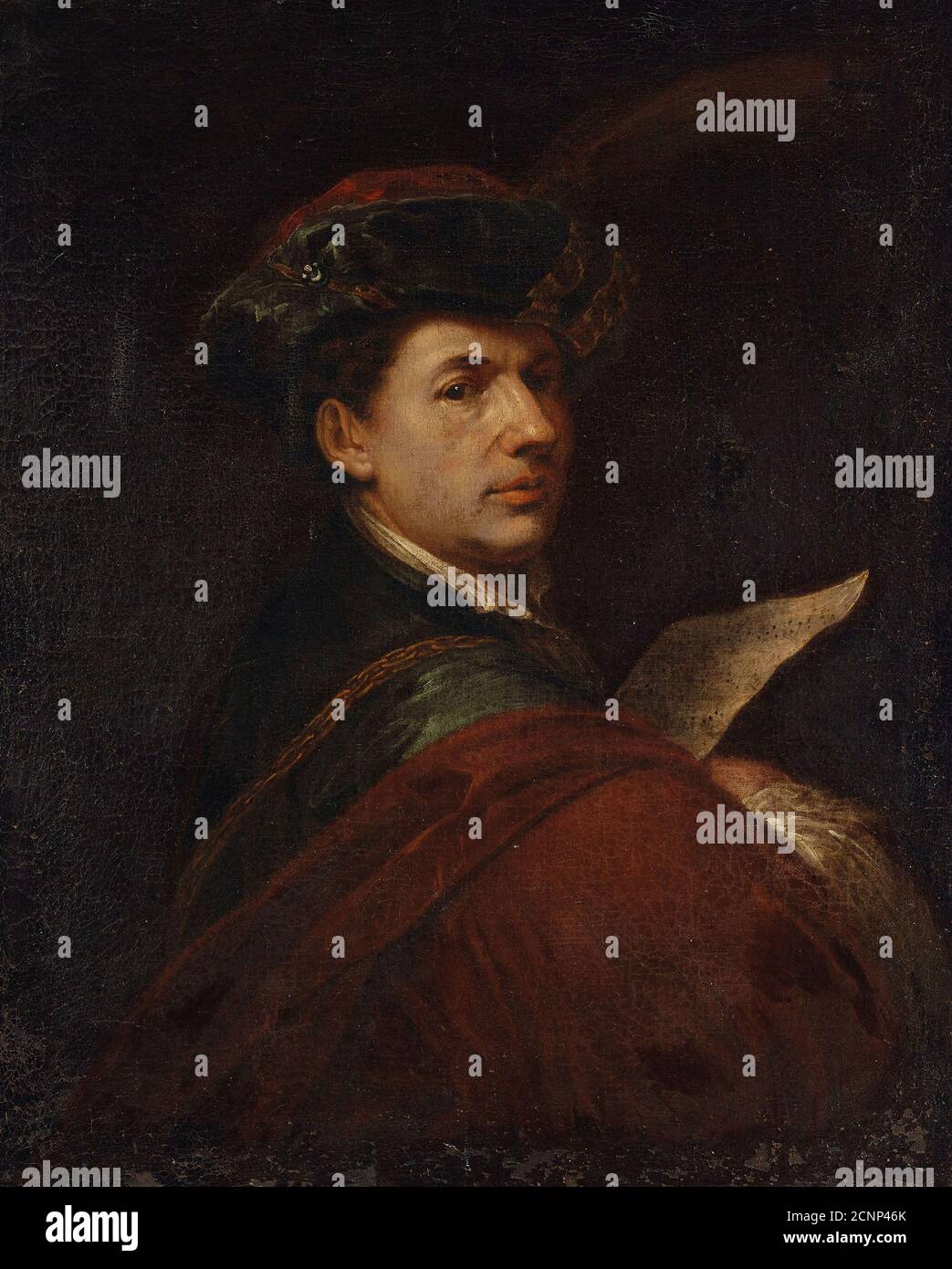 Portrait of a musician holding a sheet music. Private Collection Stock ...
