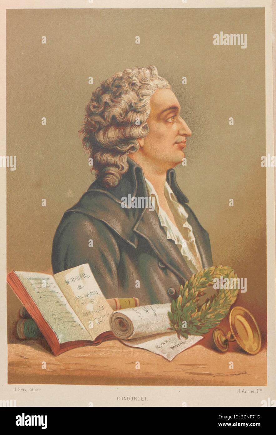 Portrait of Marie Jean Antoine Nicolas Caritat, Marquis de Condorcet (1743-1794), 1879. Private ...
