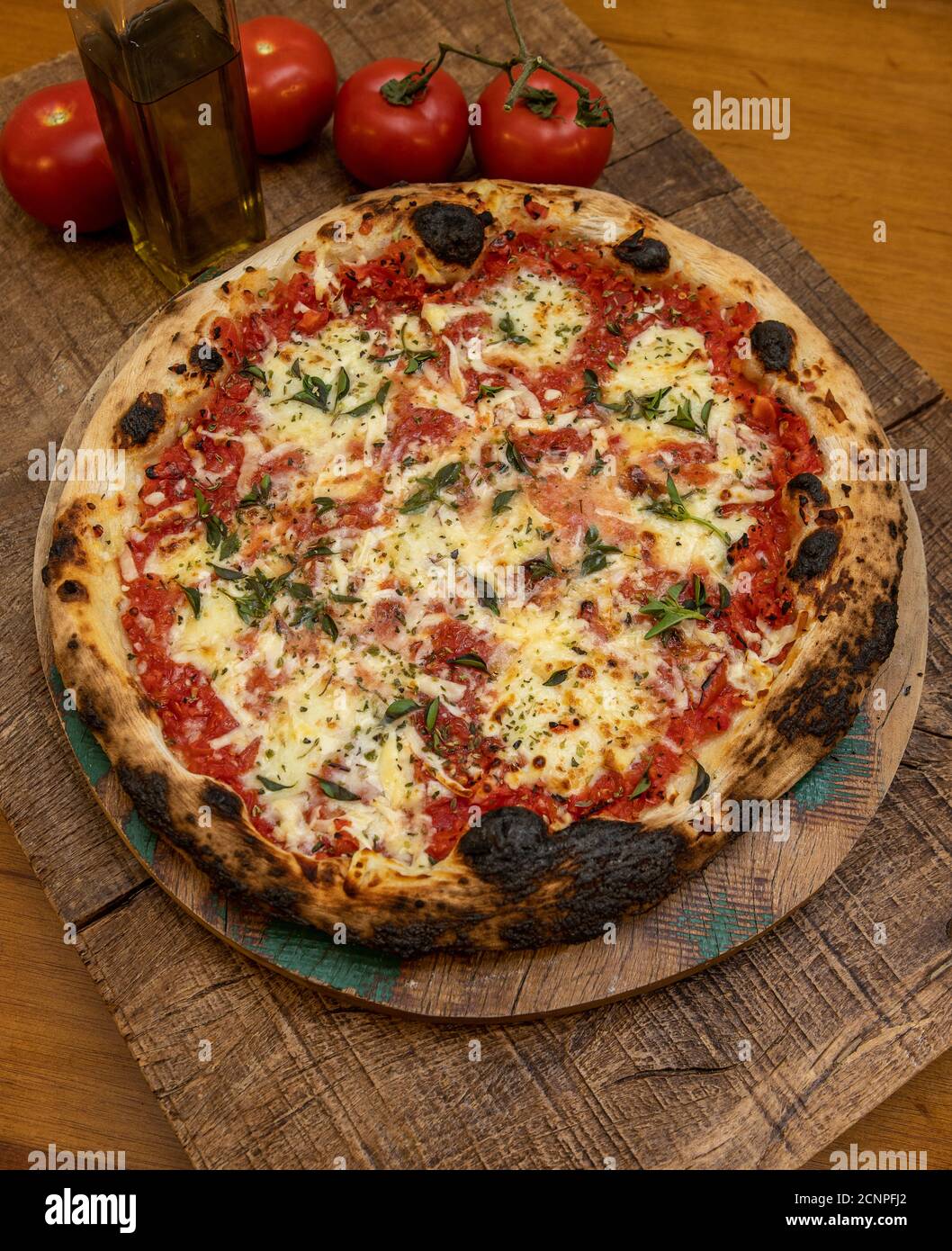 Pizza Margarita or Margherita with Tomatoes, Mozzarella Cheese, Tomato Sauce and basil ...