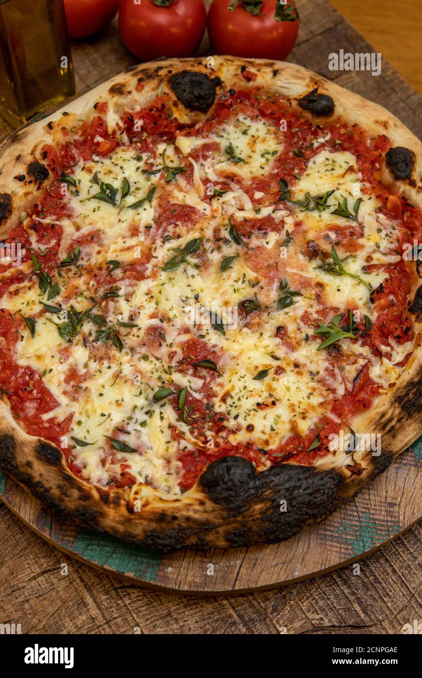 Pizza Margarita or Margherita with Tomatoes, Mozzarella Cheese, Tomato ...