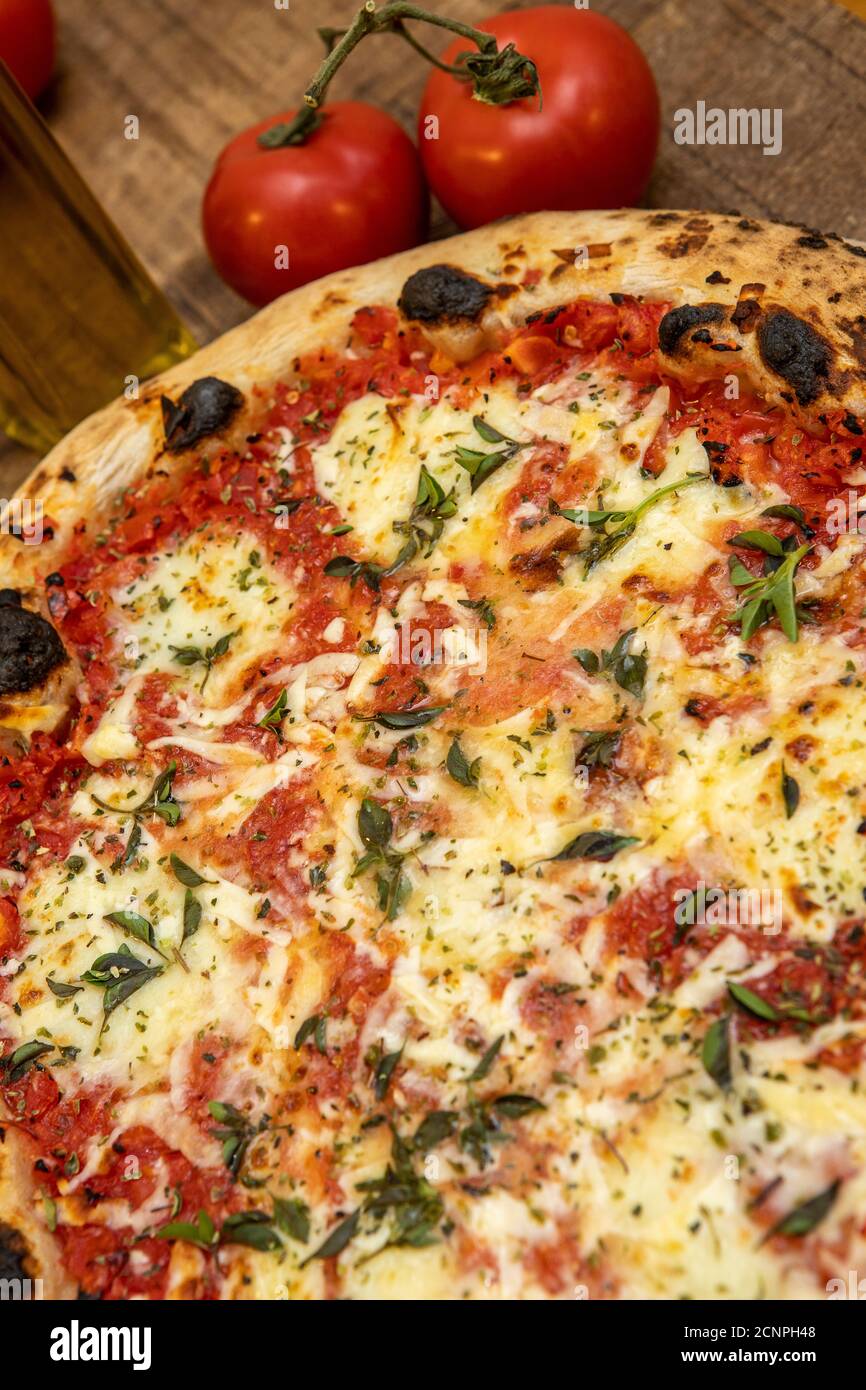 Pizza Margarita or Margherita with Tomatoes, Mozzarella Cheese, Tomato ...