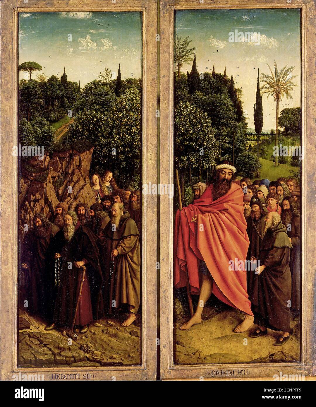 The Ghent Altarpiece. Adoration of the Mystic Lamb: The Holy Hermits ...
