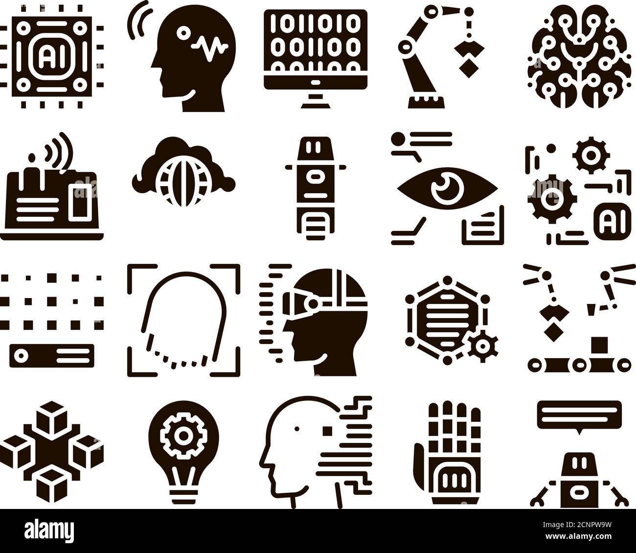 Artificial Intelligence Vector Thin Icons Set Stock Vector Image & Art ...