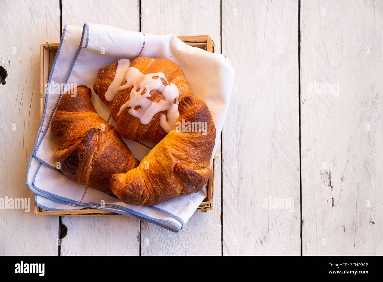 Fresh baked croissants for breakfast Stock Photo - Alamy
