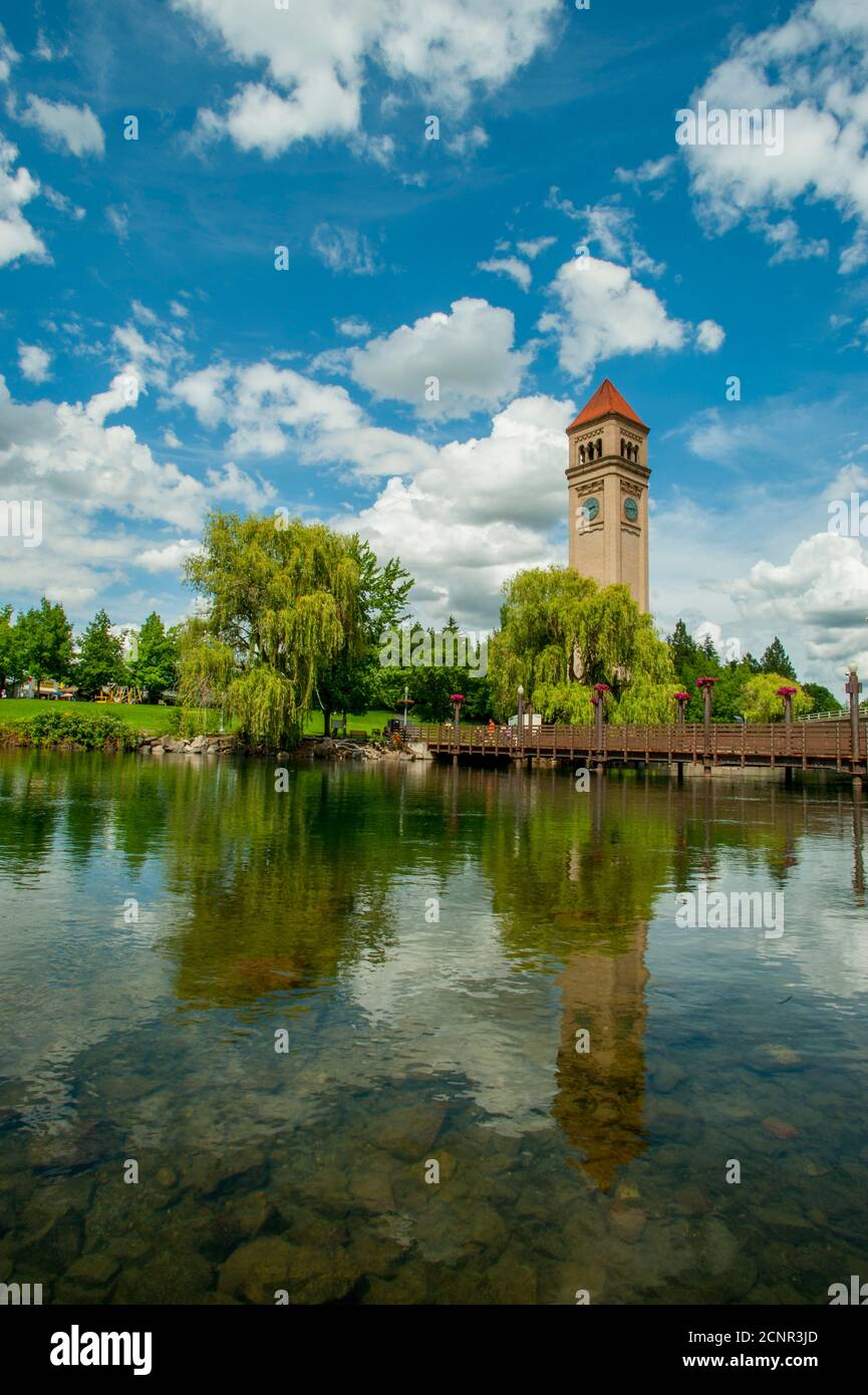 The Riverfront Park with the clock tower in Spokane, Eastern Washington ...
