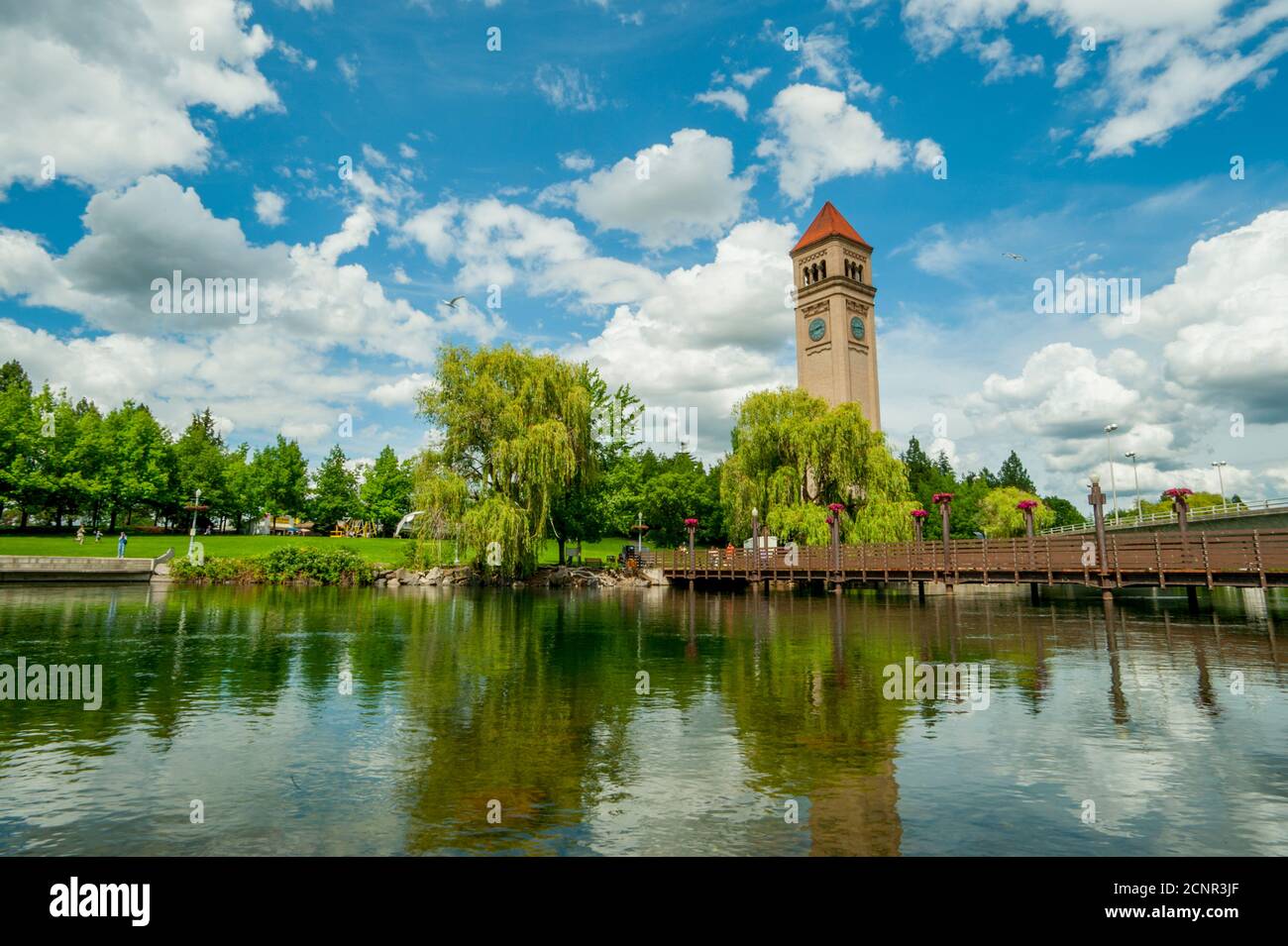 The Riverfront Park with the clock tower in Spokane, Eastern Washington ...