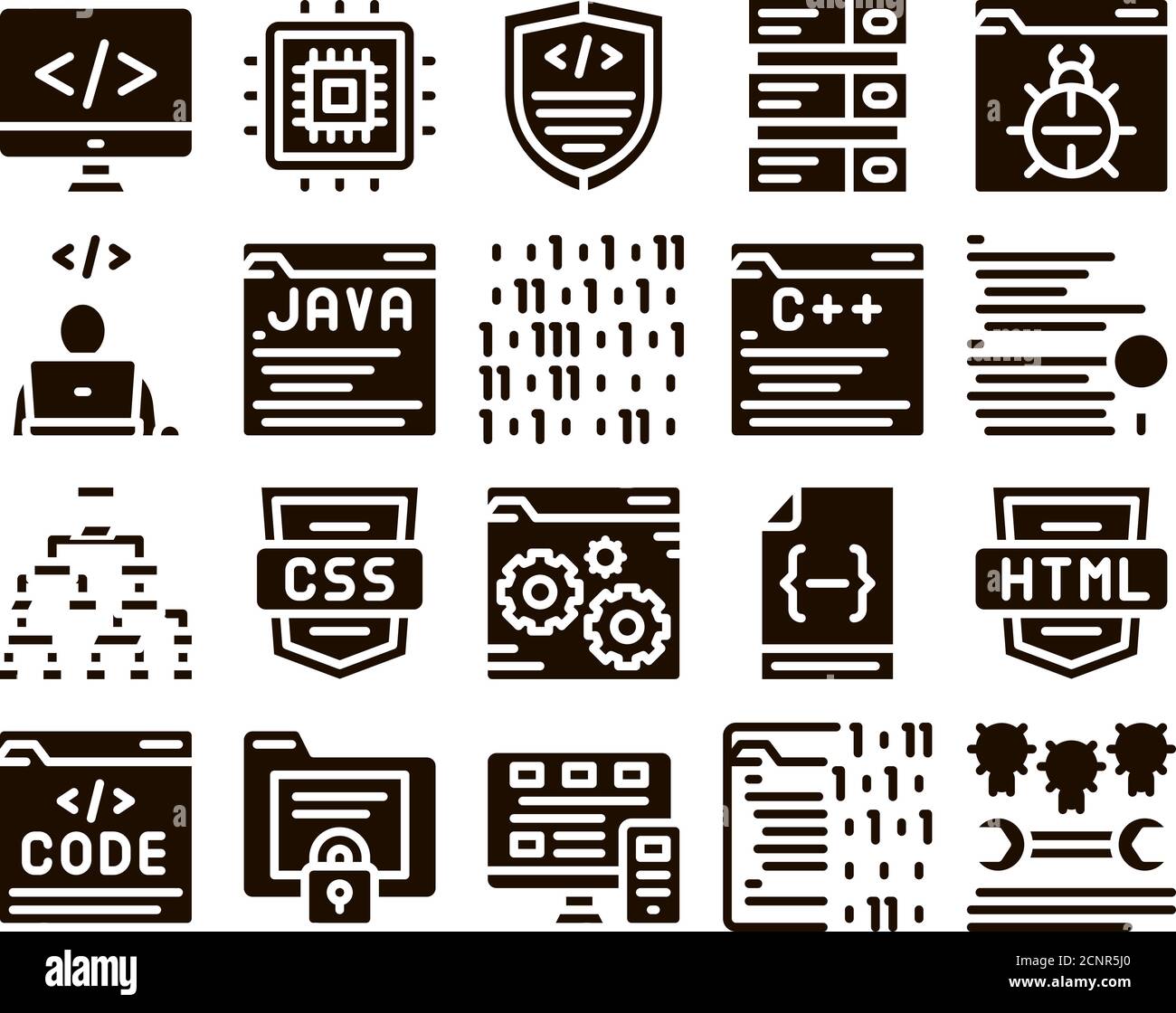 Coding System Glyph Icons Set Vector Stock Vector Image & Art - Alamy