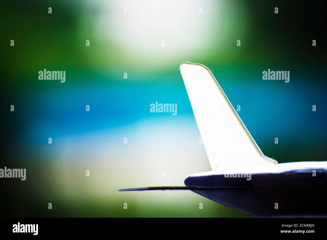 Close-up of airplane vertical stabilizer with airplane Back Wing Stock ...