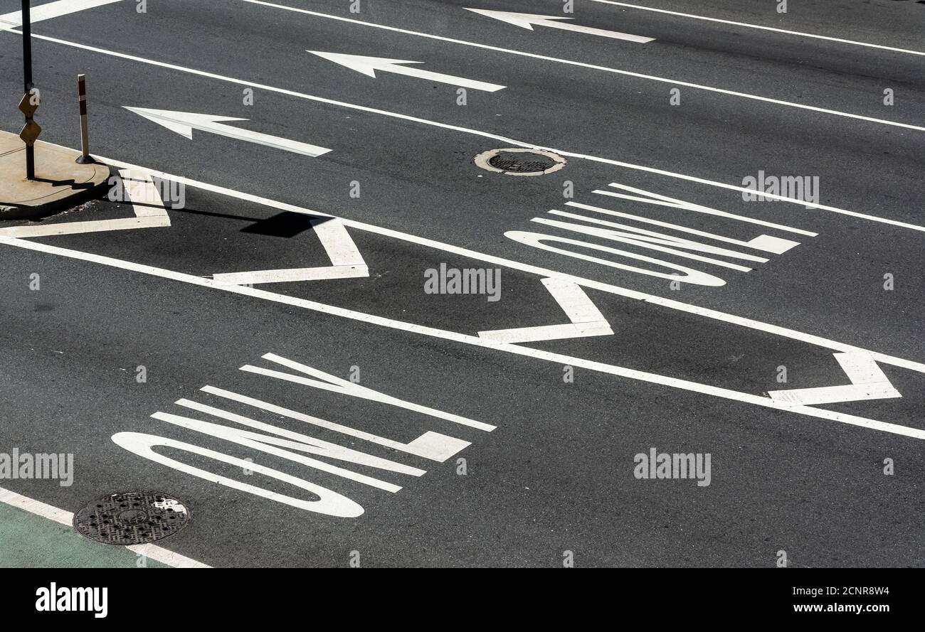 Thermoplastic lane and crosswalk markings on the pavement in the New ...