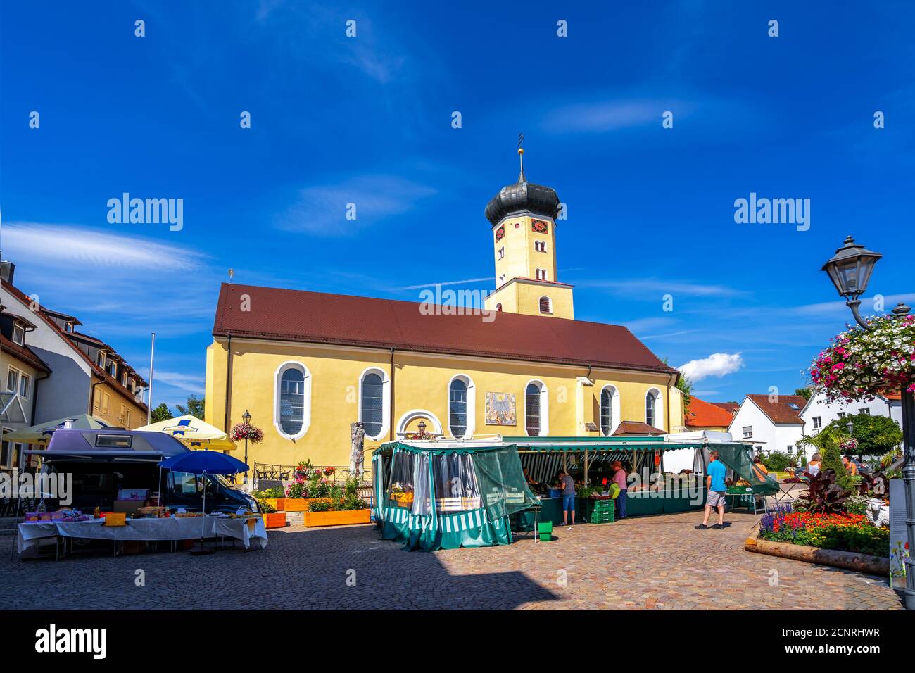 Historical church and Market of Neresheim, Germany Stock Photo - Alamy