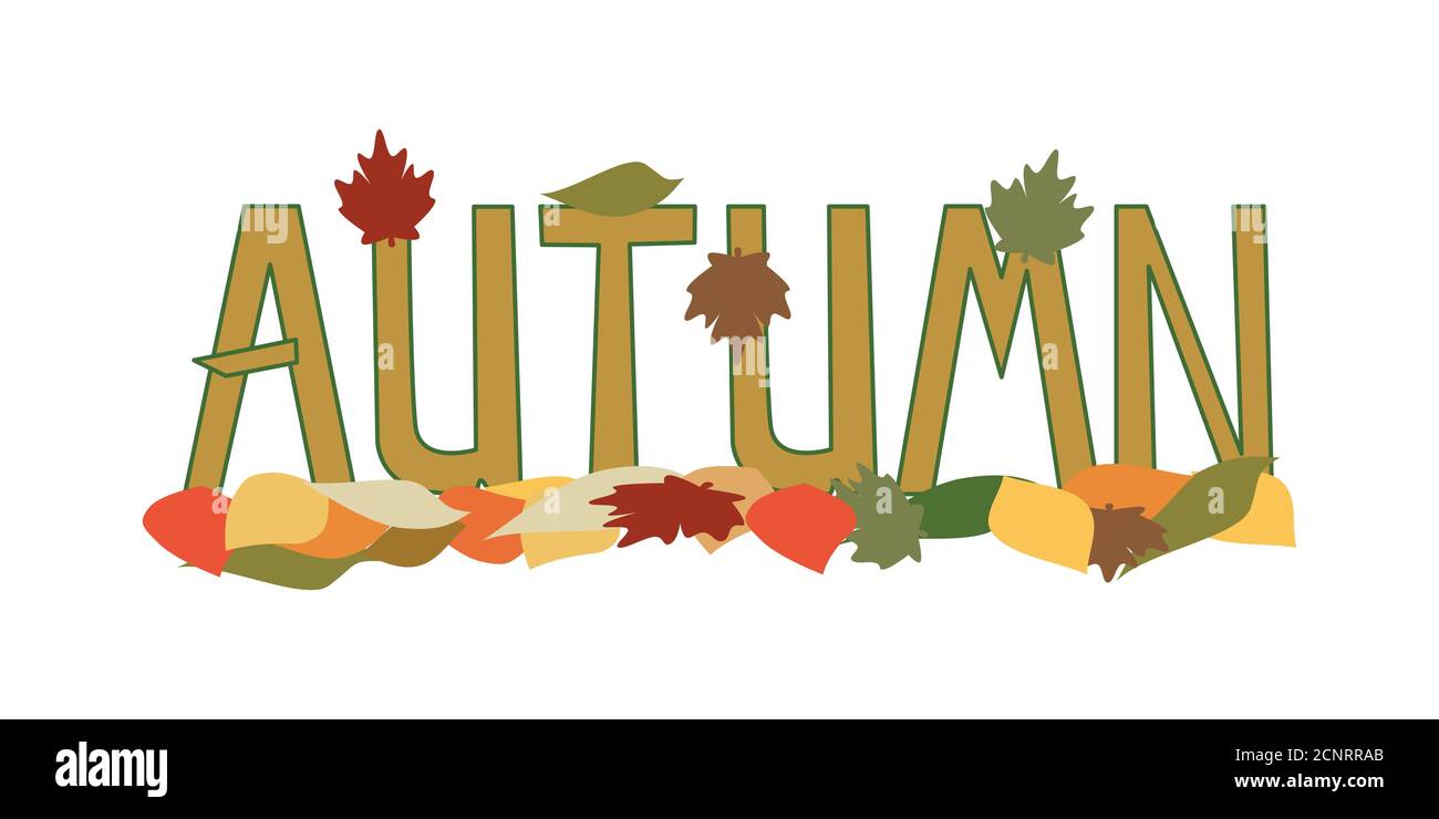 Autumn seasonal background with falling autumn leaves. Autumn text ...