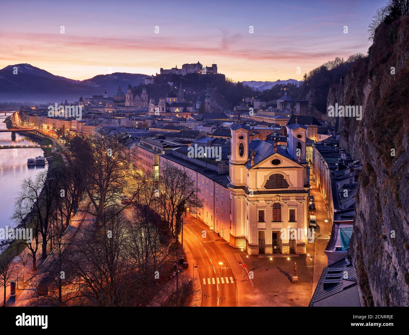 City, Mozart city, cathedral, church, steeple, fortress, mountain ...