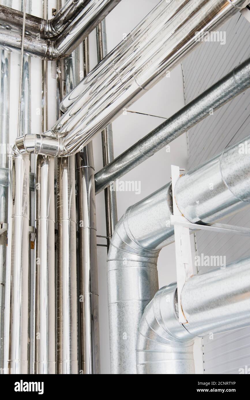 Ventilation and air conditioning pipe tube system Stock Photo - Alamy
