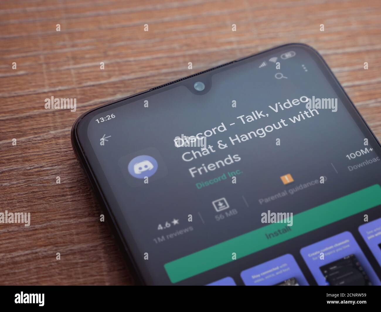 Lod, Israel - July 8, 2020: Discord app play store page on the display ...