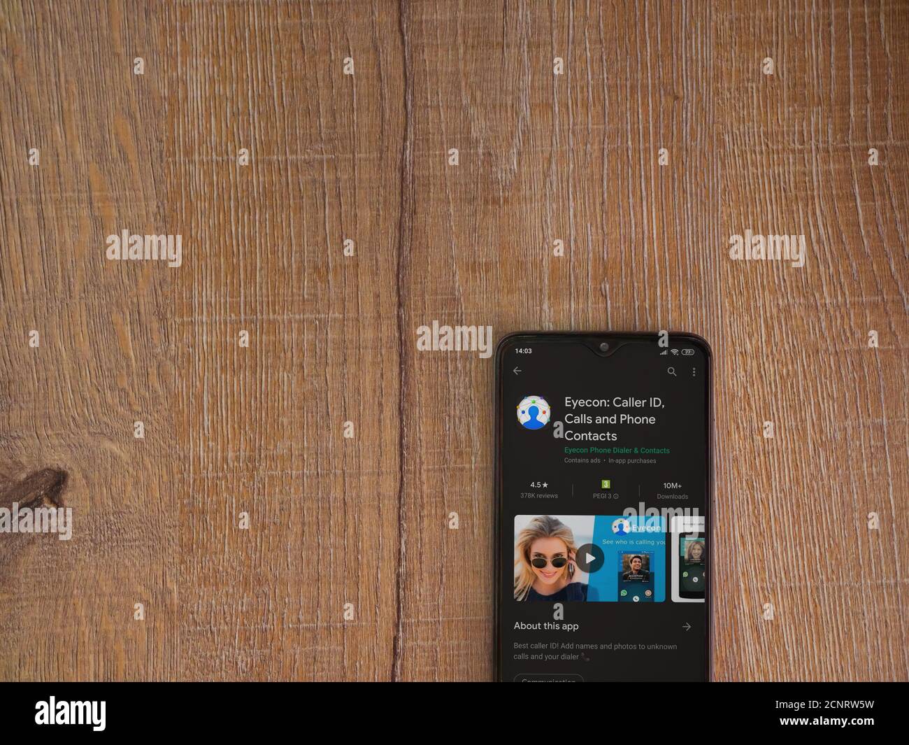 Lod, Israel - July 8, 2020: Eyecon app play store page on the display ...