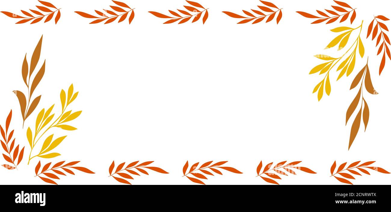 Autumn leaves frame template. Copy space. Vector illustration. Isolated ...
