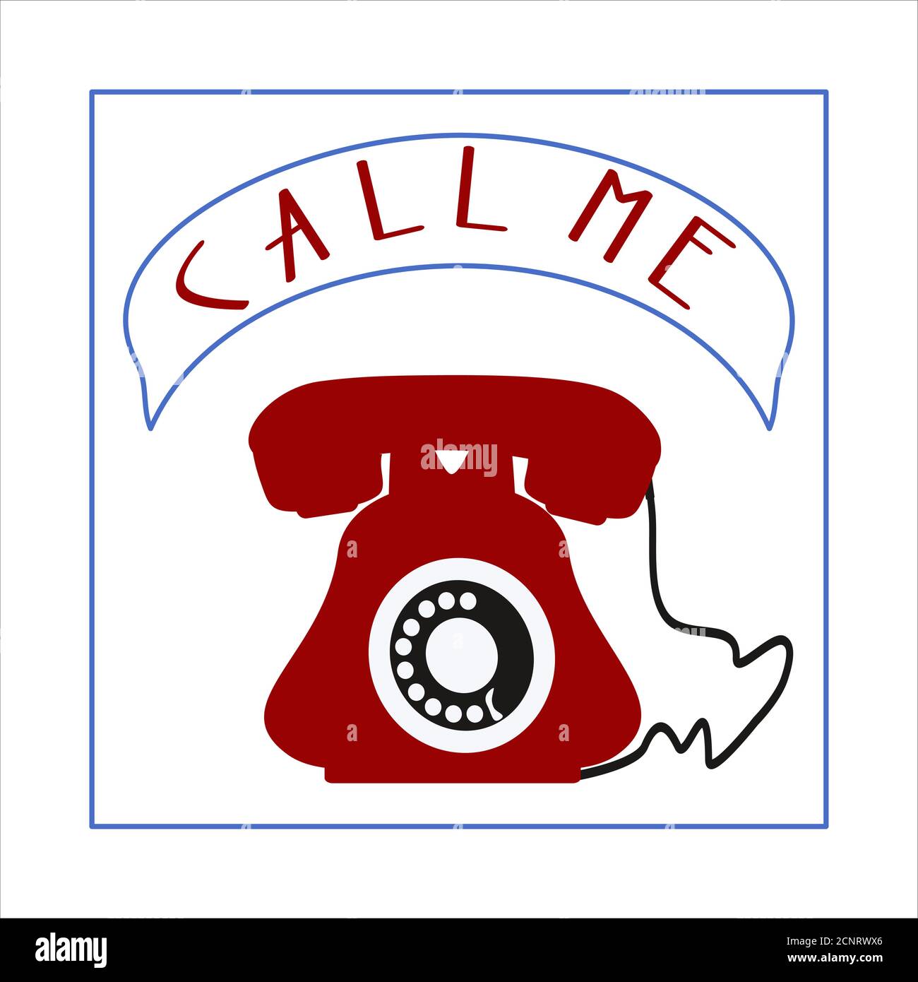 Vector illustration retro red telephone and lettering Call me ...