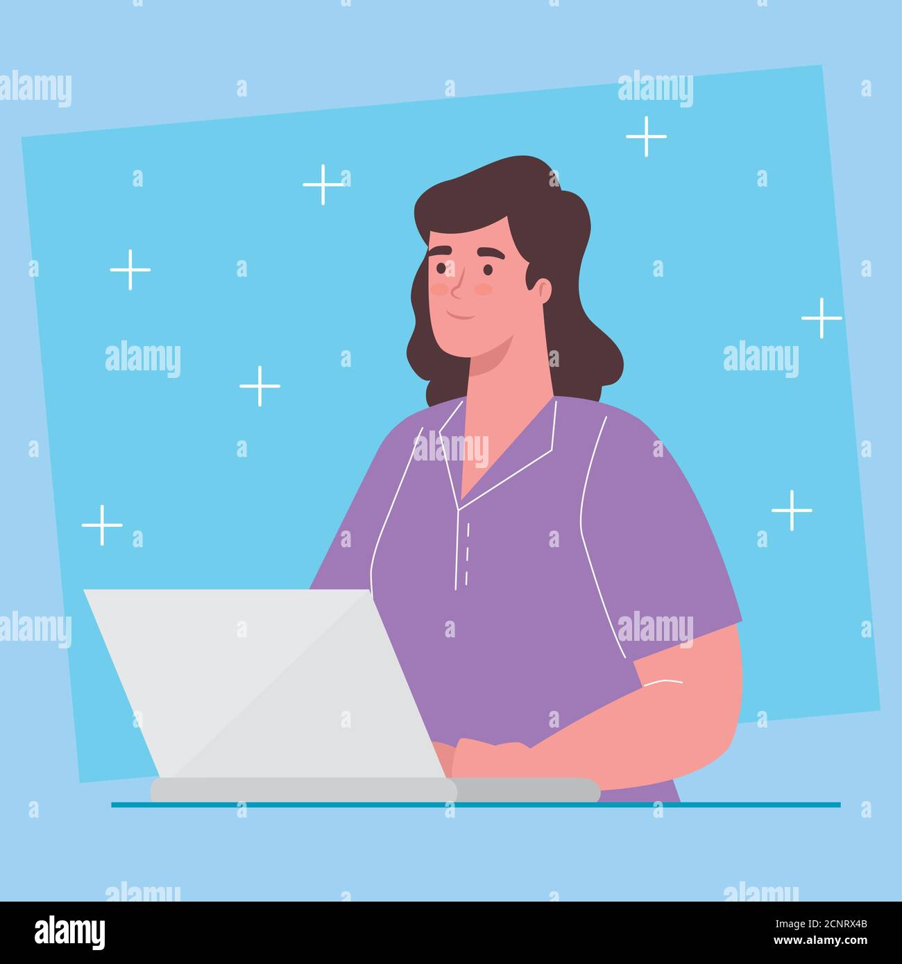 Woman using laptop fashion Stock Vector Images - Alamy