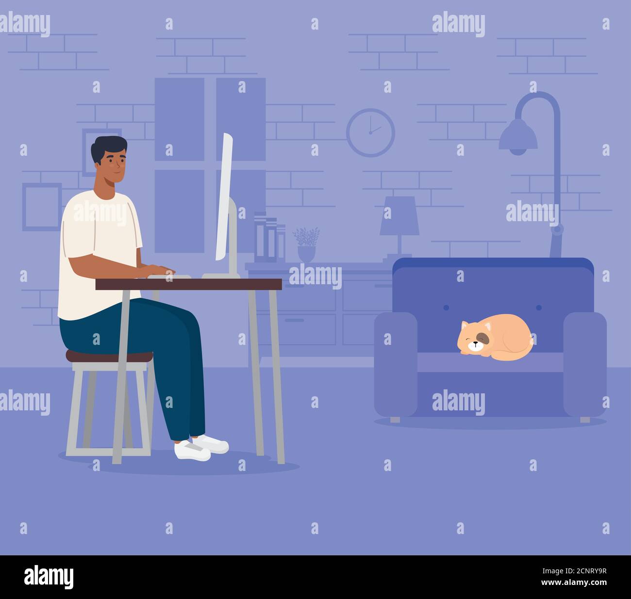 Telework Stock Vector Images - Alamy