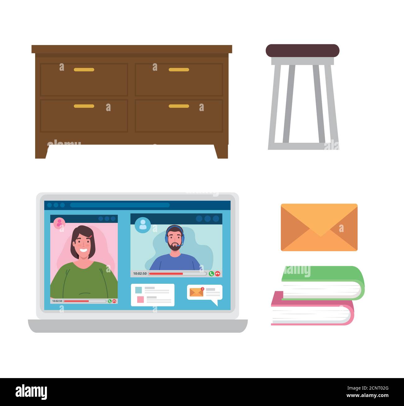 Laptop screen on wooden Cut Out Stock Images & Pictures - Alamy