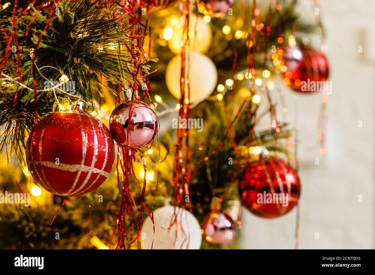 Christmas Tree Decoration Christmas tree lit background Stock Photo - Alamy