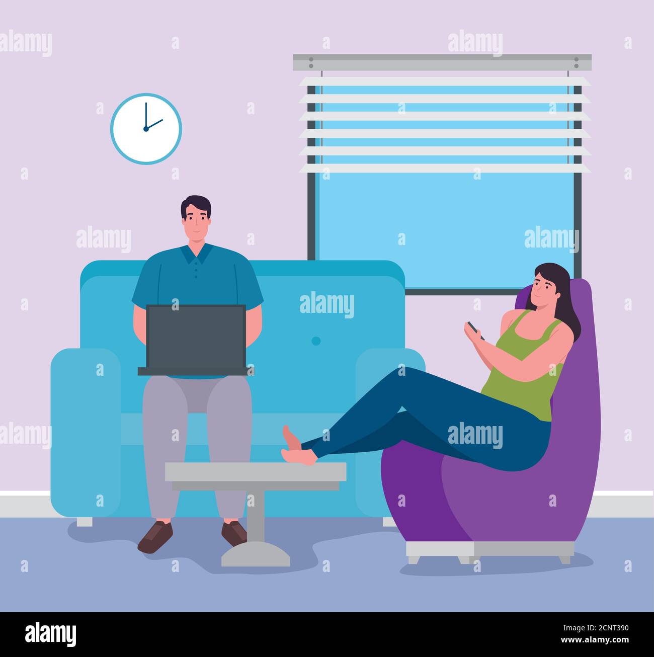 Teleworking sofa Stock Vector Images - Alamy