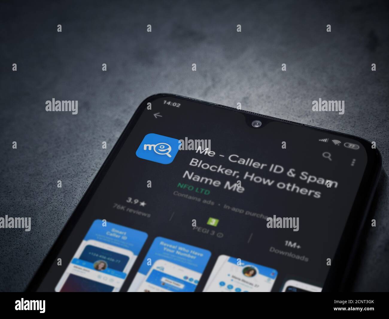 Lod, Israel - July 8, 2020: Me app play store page on the display of a ...