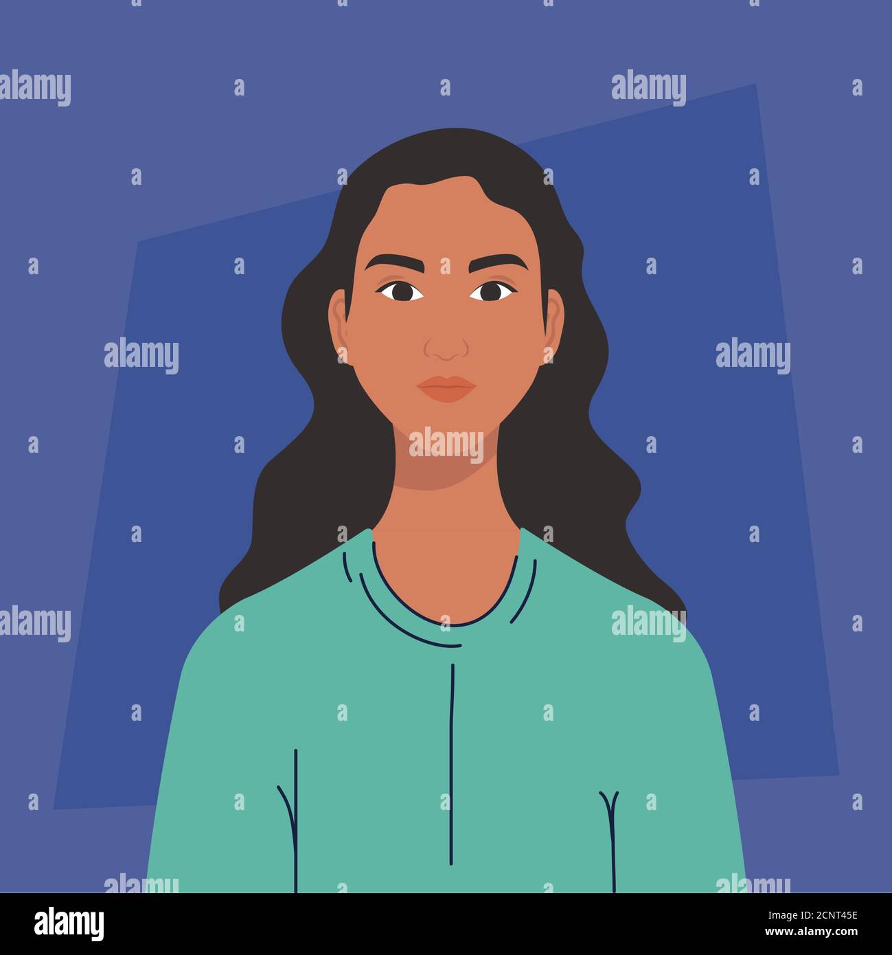 Young woman emotion blue background Stock Vector Images - Alamy