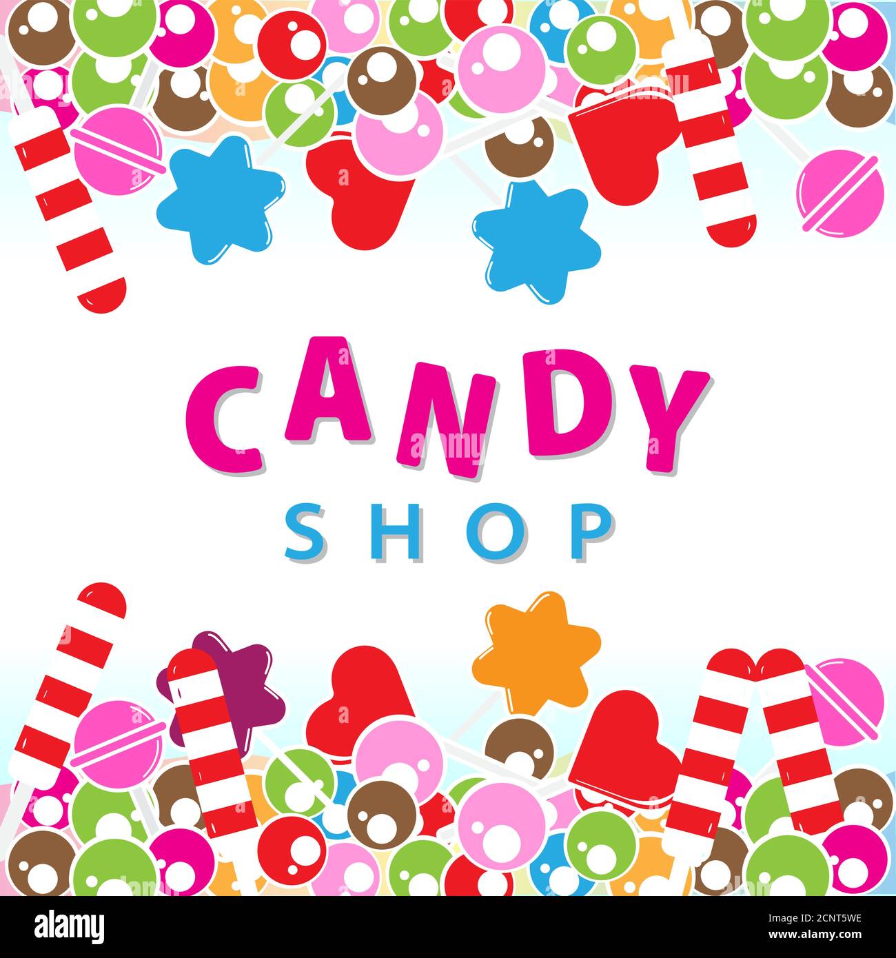 Candy Shop banner with sweets vector illustration. Background design ...