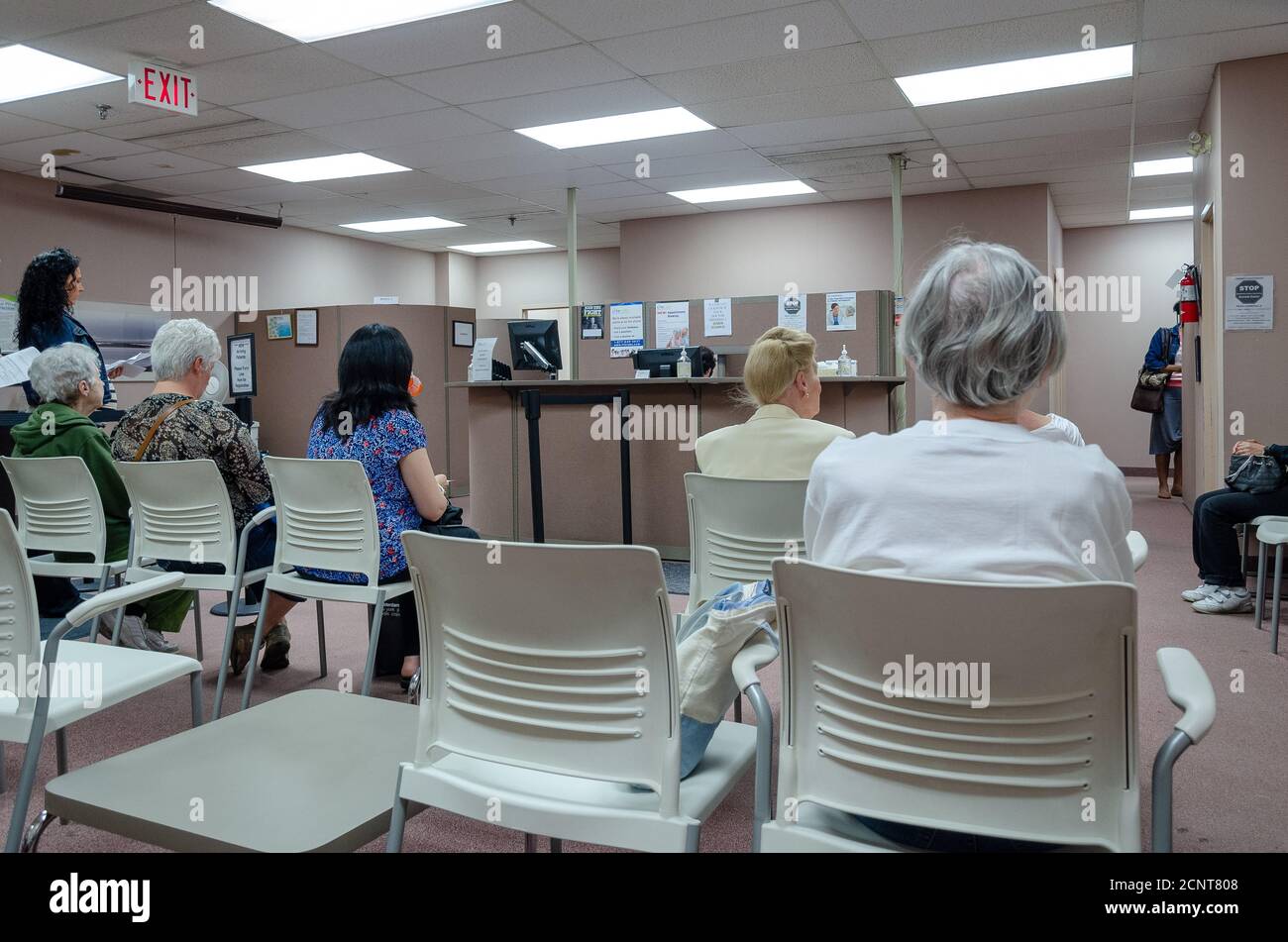 People sitting on a laboratory waiting room, Toronto, Canada Stock ...