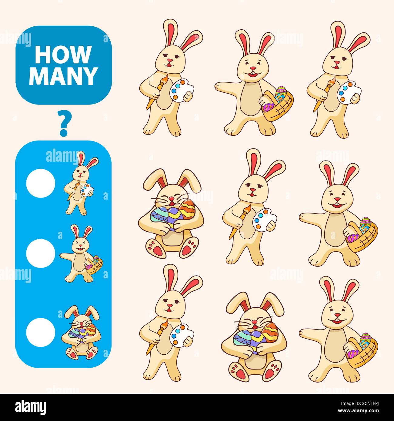 Count how many bunny is educational game. Maths task development of ...