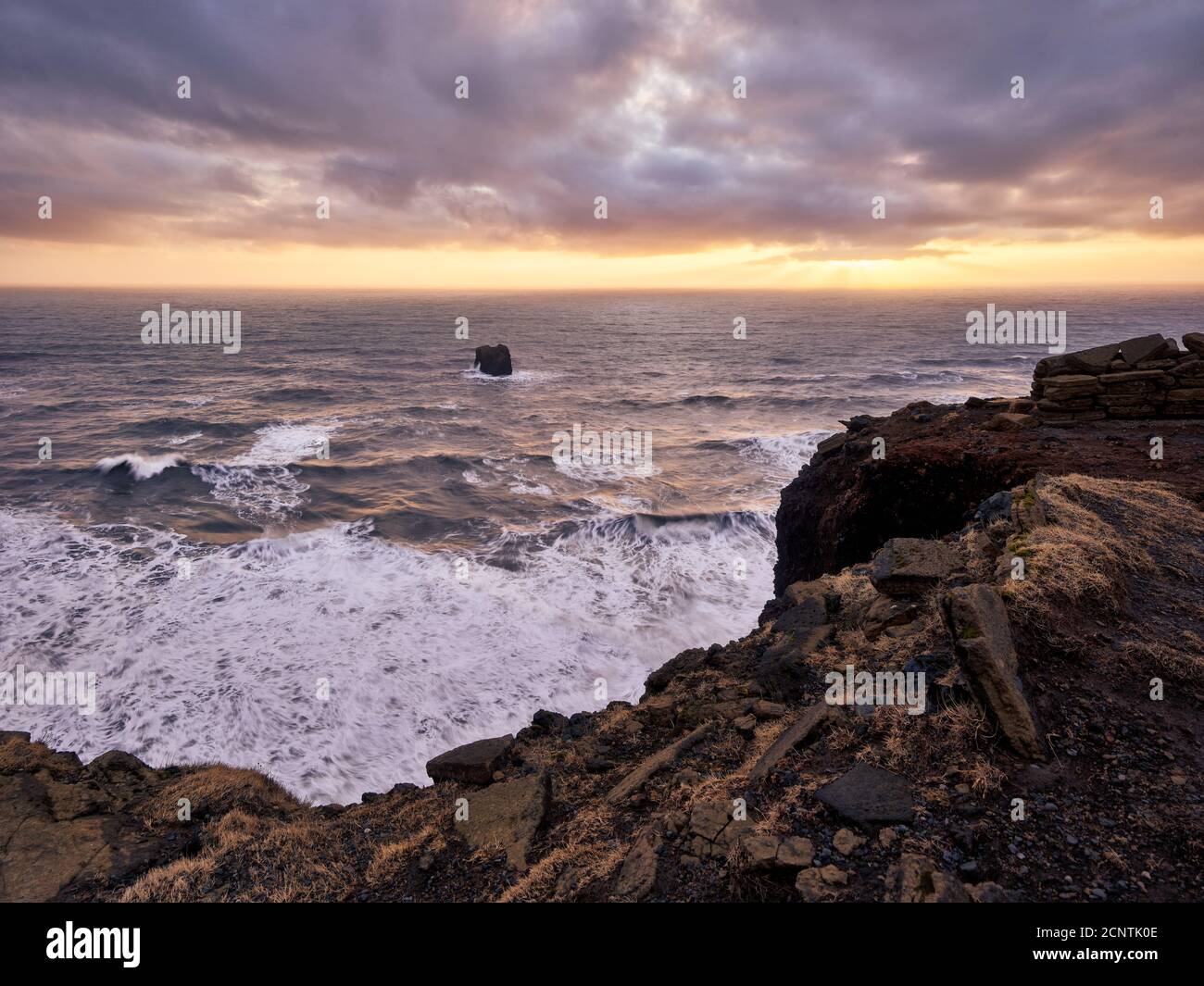 Deep view, panoramic view, surf, rocks, rock arch, evening sky, ocean ...