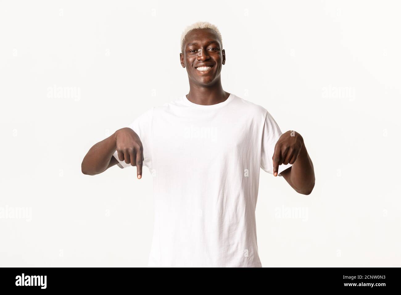 Portrait of stylish handsome african american blond man, smiling ...