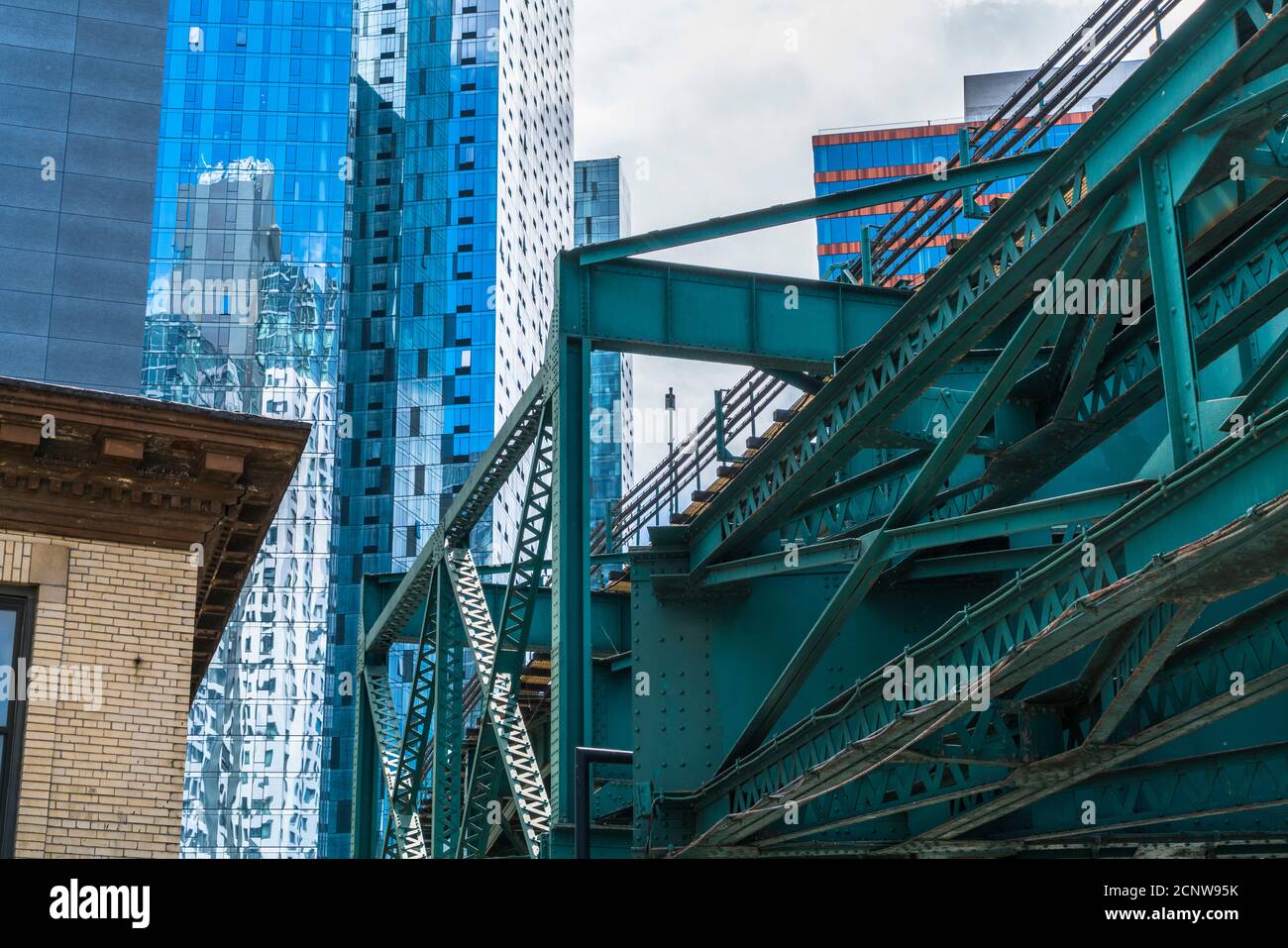 New York City subway elevated railway track runs at Queensboro Plaza ...