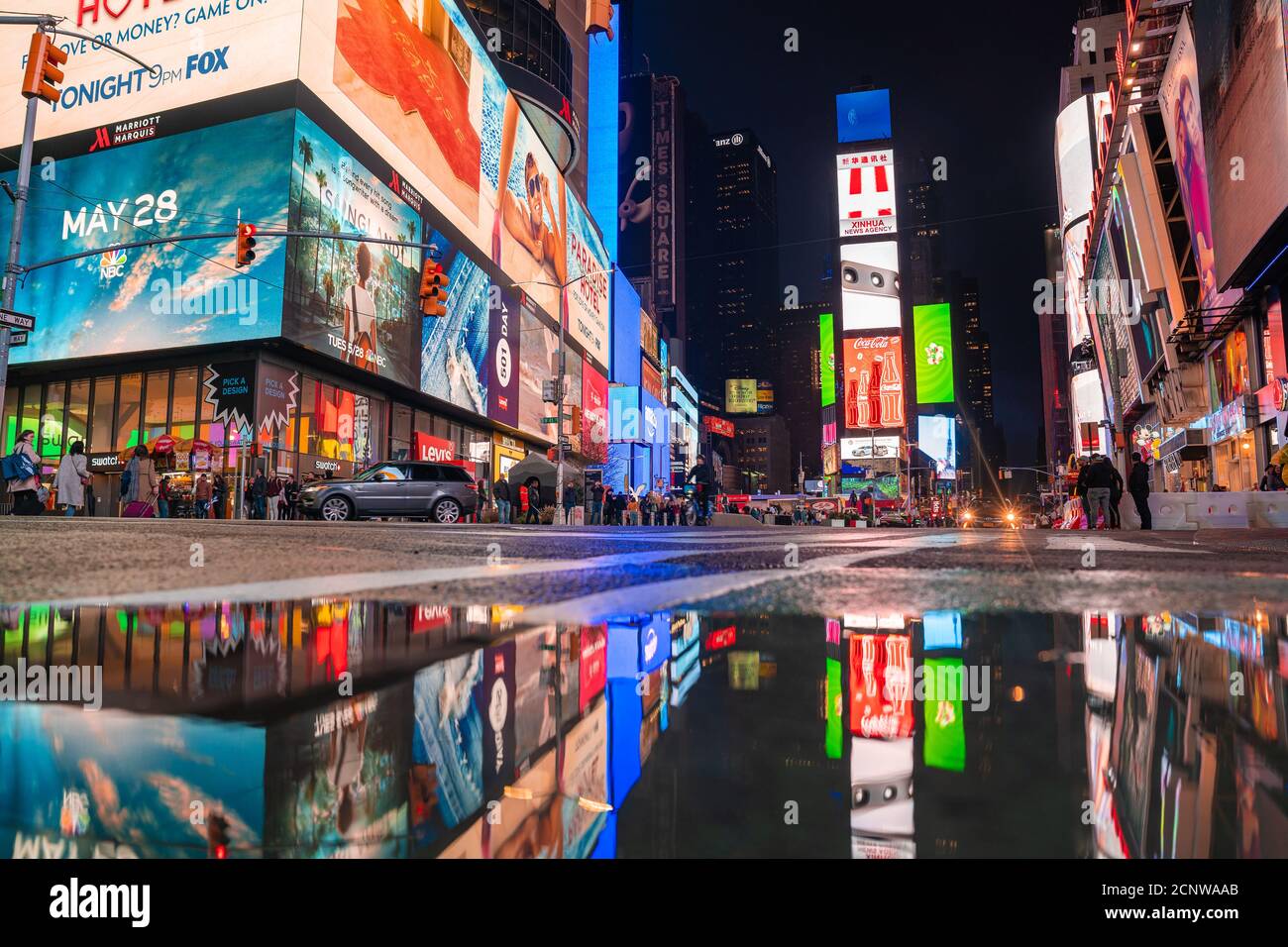 Low angle shot of Times Square in New York, USA Stock Photo - Alamy