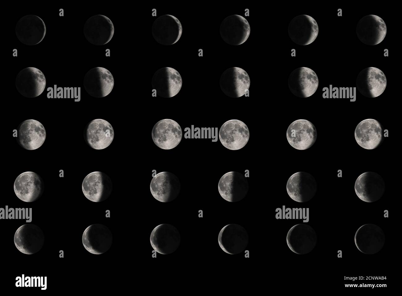 Phases of the Moon, Lunar cycle Stock Photo - Alamy